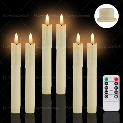 6Pcs Remote Control Flickering Flameless Taper LED Candles Light With ...