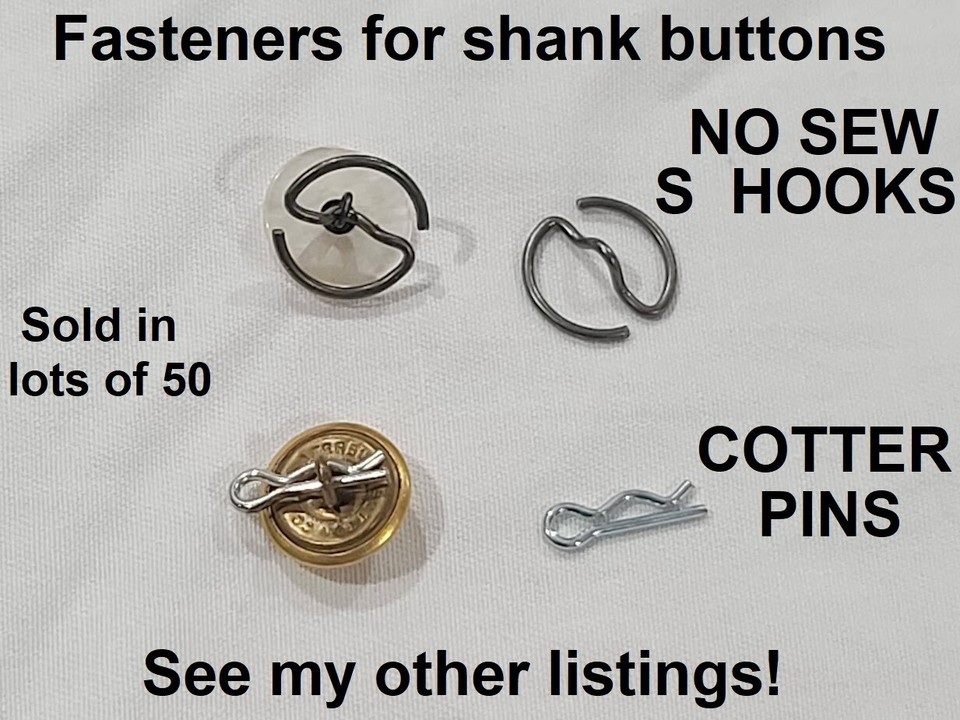 No Sew S Hooks for Shank Buttons & Crafts (Lot of 50) Alternative to ...