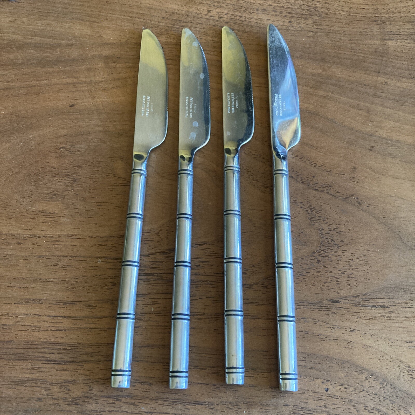 Pier 1 PII23 Stainless Bamboo Dinner Knife Lot Handle Silverware ...