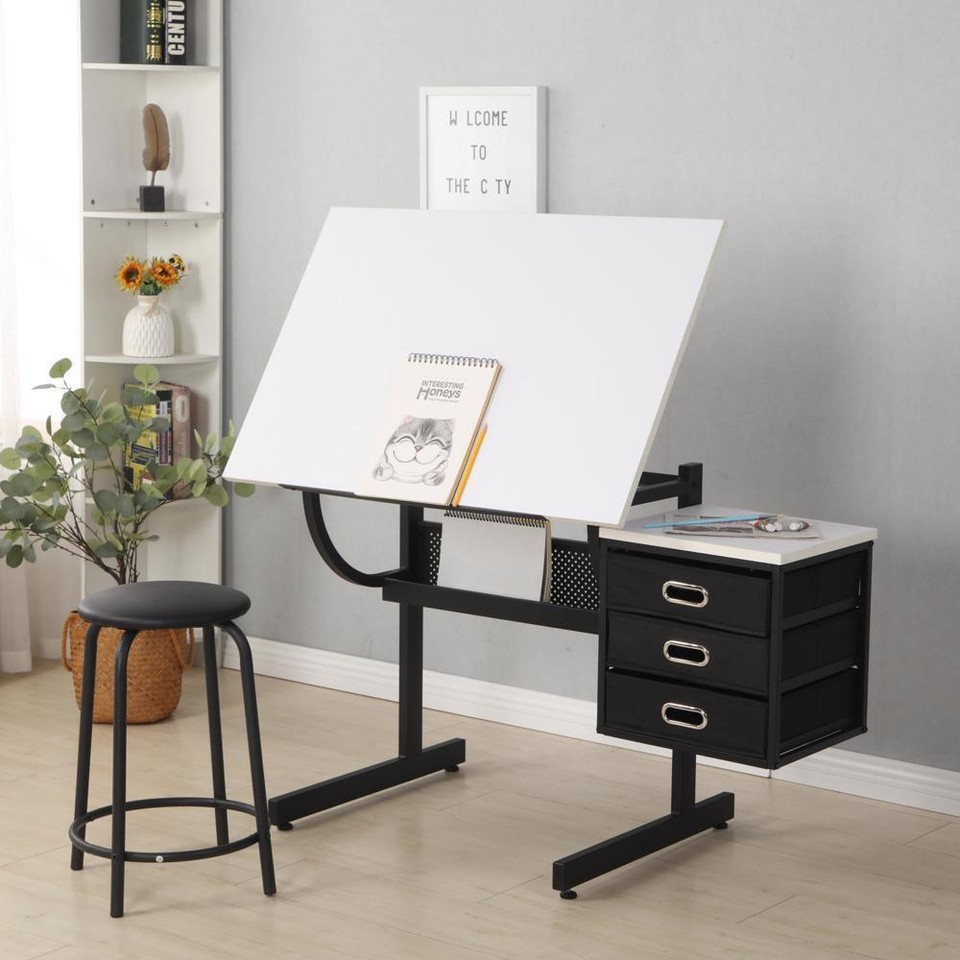 Art, Hobby, Drawing, Drafting, Craft Table with Angle Adjustable Top ...
