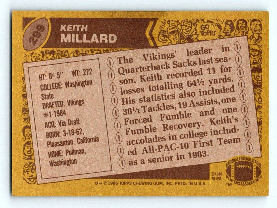 1986 Topps #299 Keith Millard | eBay