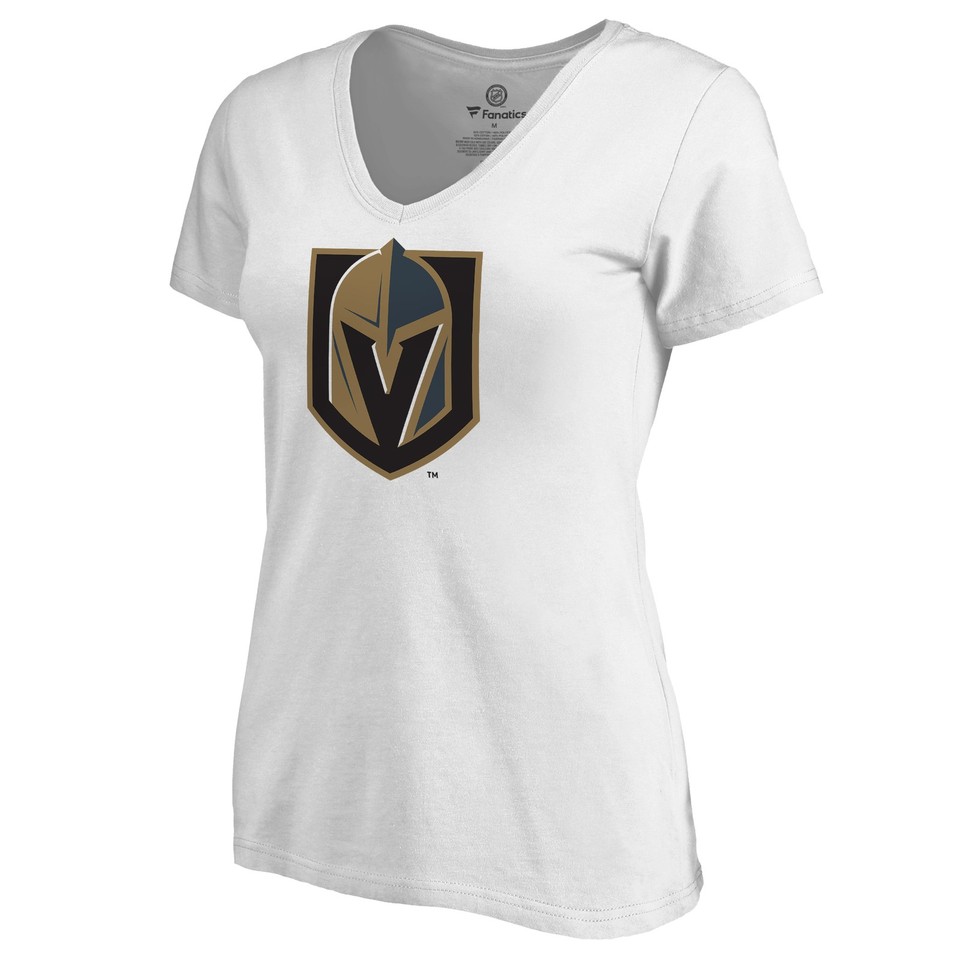 Women's White Vegas Golden Knights Alternate Primary Logo V-Neck T ...