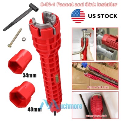 8 in 1 Faucet Sink Installer Multi Tool Plumbing Wrench Drain Removal ...