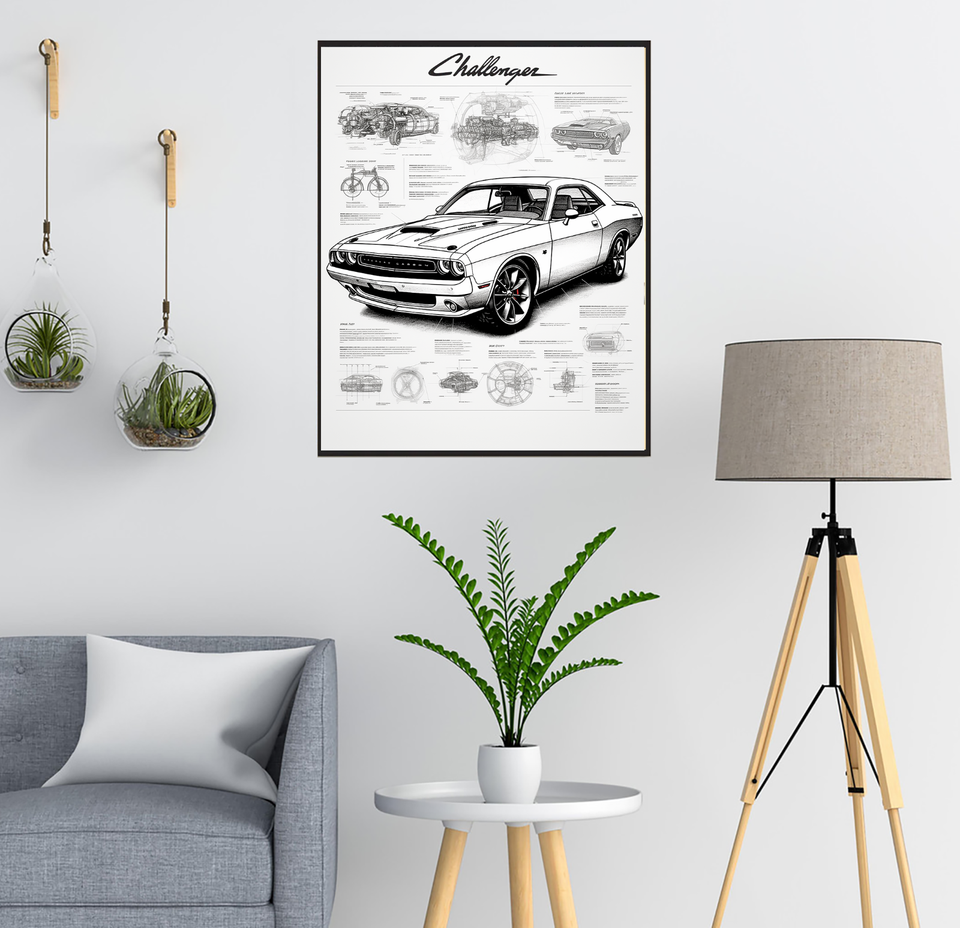 Dodge Challenger Poster- Dodge Challenger Patent Print, Dodge ...