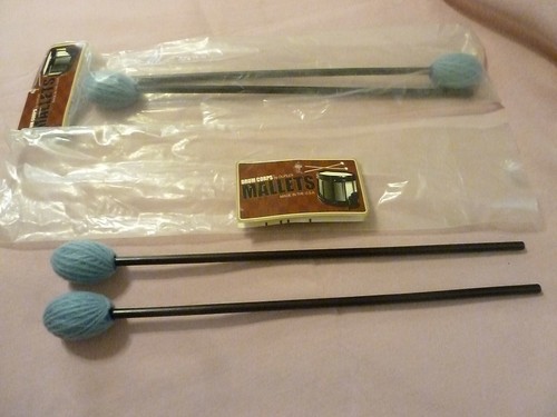 2 PAIR MARIMBA MALLETS - DRUM CORP MALLETS BY DUPLEX - MED. LIGHT BLUE ...