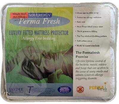 Perma Fresh Luxury Single Bed Mattress Protector. Allergy Free Bedding ...