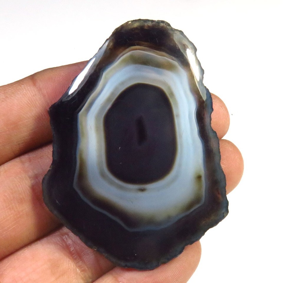 Natural Slice Agate Geode Cabs 53x40mm Polished Smooth Black Gemstone ...