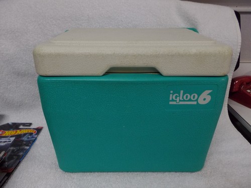 Vintage 1988 Teal Blue Igloo 6 Ice Chest Cooler Reversible Cup Holder Lid Top | eBay