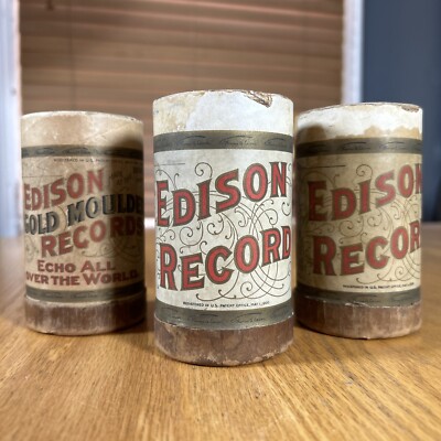 Edison Cylinder Record Cases Lot Gold Moulded Tubes Boxes No Lids ...