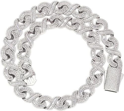 Lulu Mel Iced Out 15mm Geometric Zircon Cuban Link Chain For Women Men ...