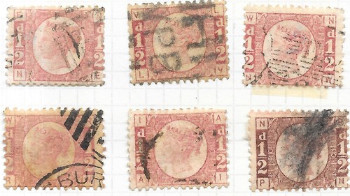 GB Queen Victoria Stamps SG43 Halfpenny Red x 6 Bantam Unchecked r17118 ...