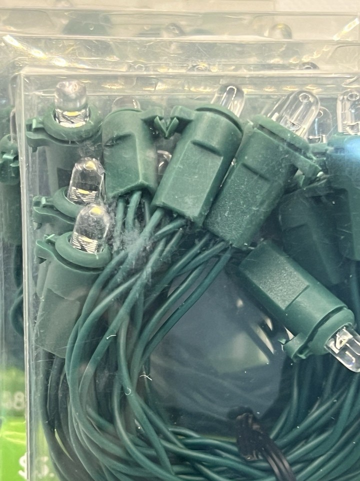 4 x 20 Warm White LED Dome Lights Green Wire Battery Operated string ...