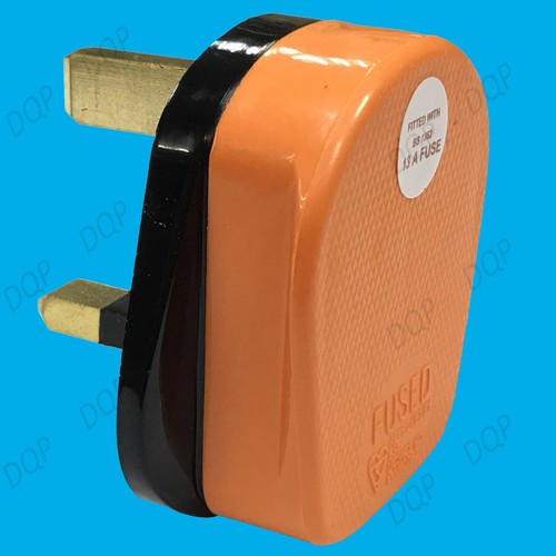 4x 13A Orange High Impact Rubber UK 3 Pin Mains Rewireable Extension ...