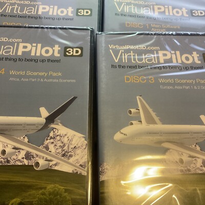Virtual Pilot 3D 4 Discs Main Software And World Scenery Packs for PC ...