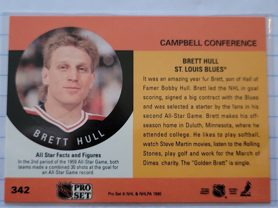 BRETT HULL ALL STAR GAME BLUES 1990-91 Pro Set hockey card #342 HOF | eBay