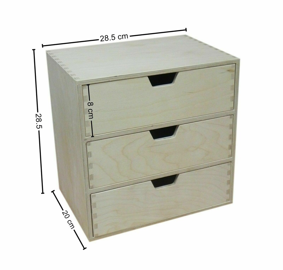 Wooden Drawer - Box Desktop Office Desk Storage Decoupage Unpainted 11 ...