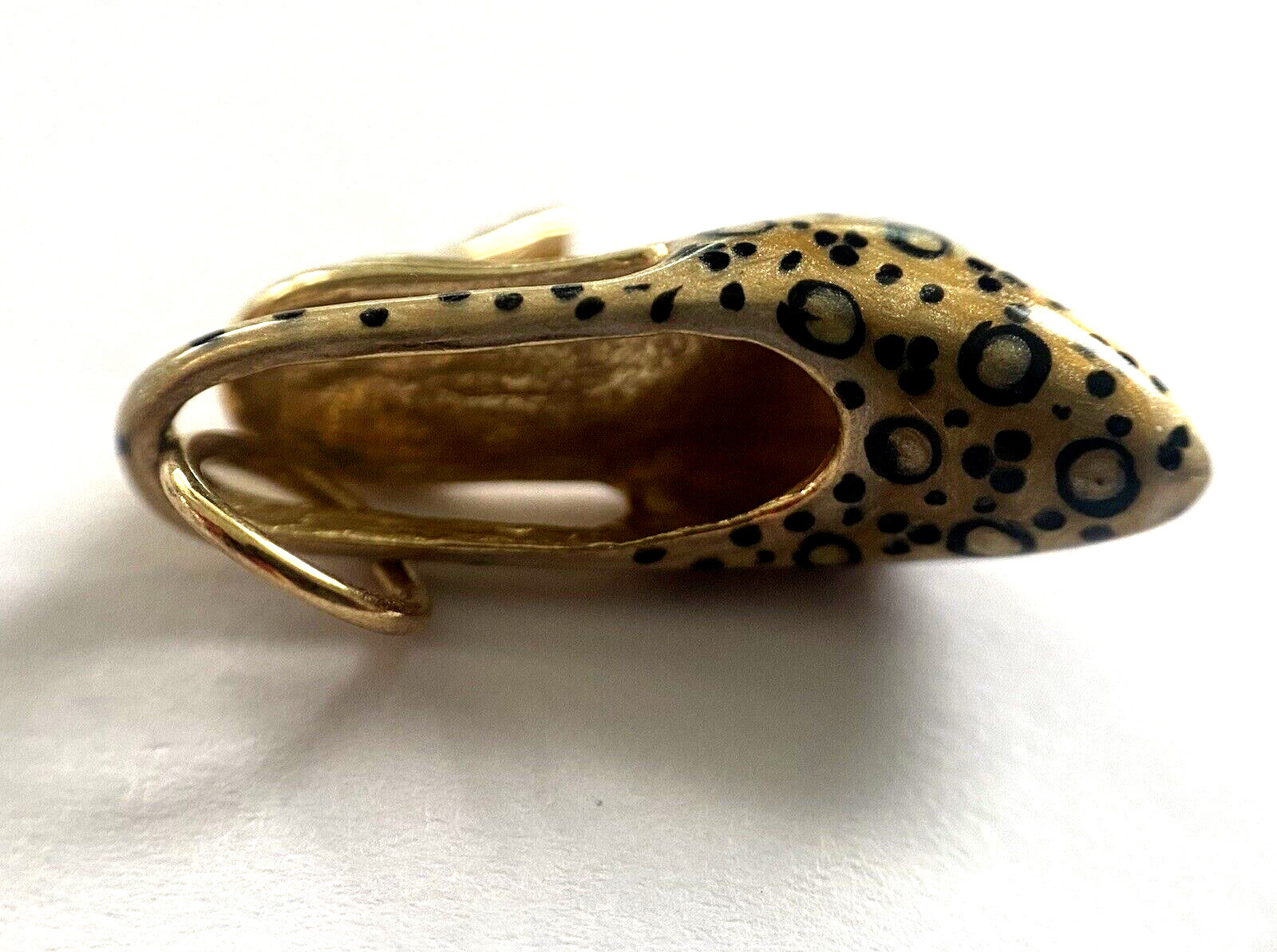 14K SLC Yellow Gold Leopard Skin Enamel Ladies High H… - Gem