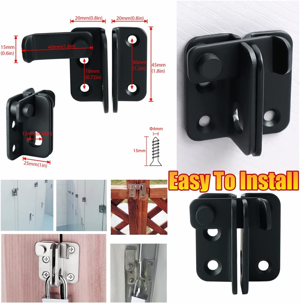 Alise Flip Latch Gate Latches Slide Bolt Latch Safety Door Lock Catch ...