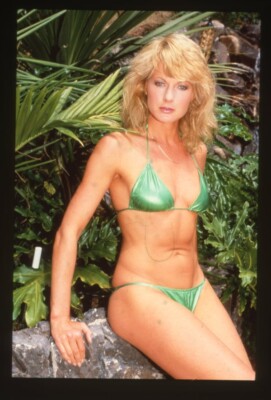 June Chadwick photo shoot in green bikini pin up Original 35mm Transparency | eBay