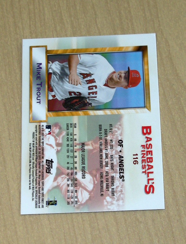 2020 Topps Finest Flashback Mike Trout green all-star card #116 | eBay