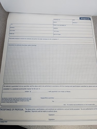 Adams 2 part Contractor Proposal Forms 50 Carbonless Sets | eBay