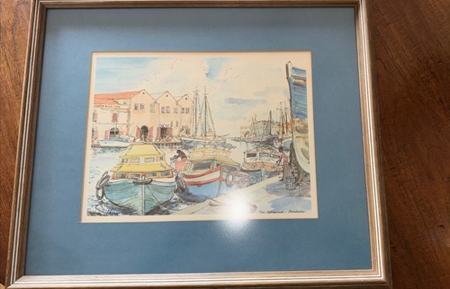 Jill Walker The Careenage Barbados Framed Print Signed Watercolor Boats ...