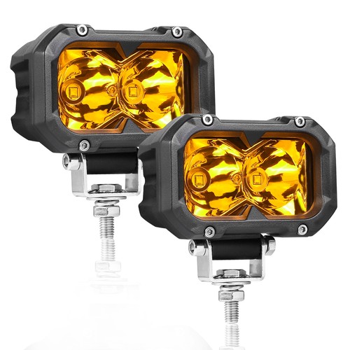 2X 4" LED Work Light Bar Spot Cube Pods Amber Driving Fog Lamp Offroad ...