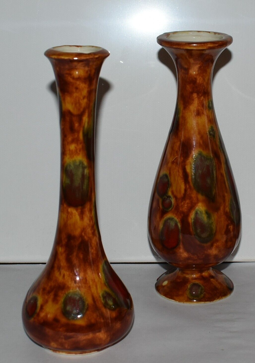 Midcentury 1960s Art Pottery Rust Orange Brown Red Gold Drip Flame Vase ...