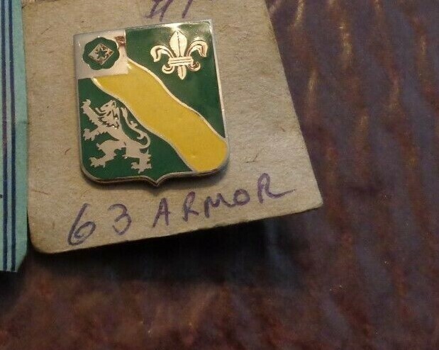 ARMY CREST, D.I. 63rd ARMOR REGIMENT | eBay