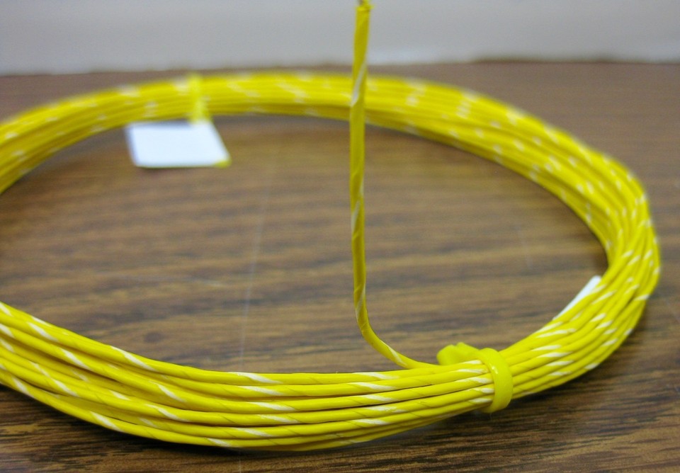 25 feet 24 AWG Silver Plated PTFE (Teflon) Wrap Wire Yellow White 19 ...