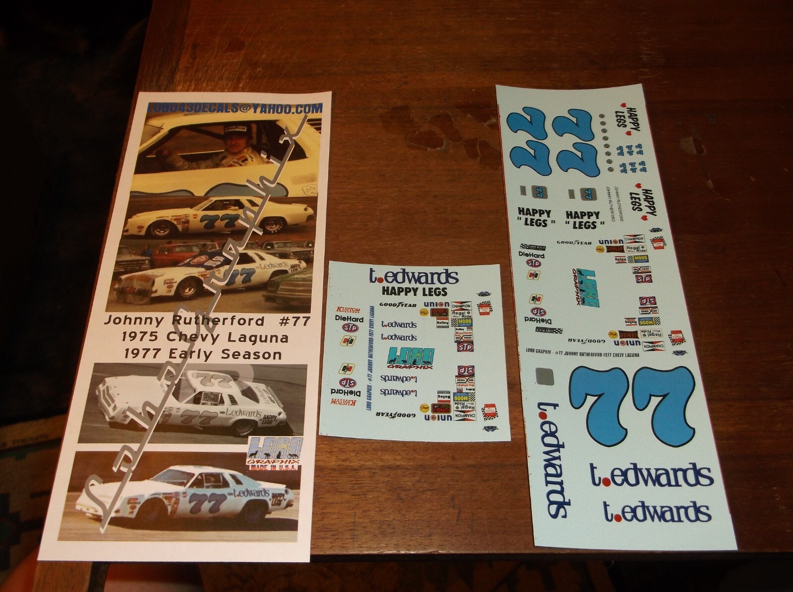 Johnny Rutherford #77 1975 t.edwards Chevy 1/24th scale decals ...