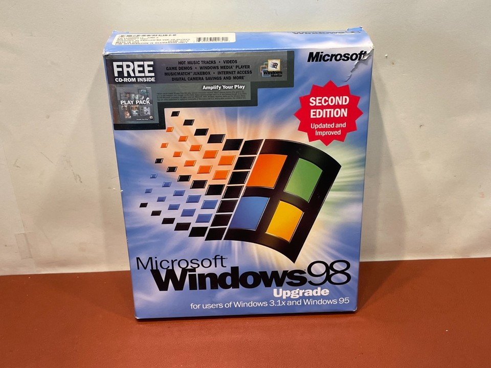 Microsoft Windows 98 Upgrade Second Edition In Box CD Rom Manual Big ...