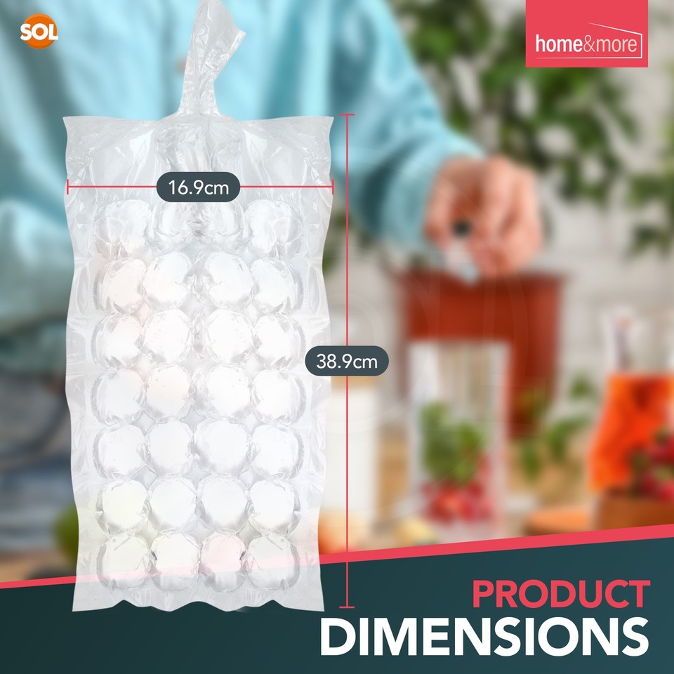 50 Ice Cube Freezer Bags Make 1400 Disposable Cubes Clear Bag BBQ Party ...