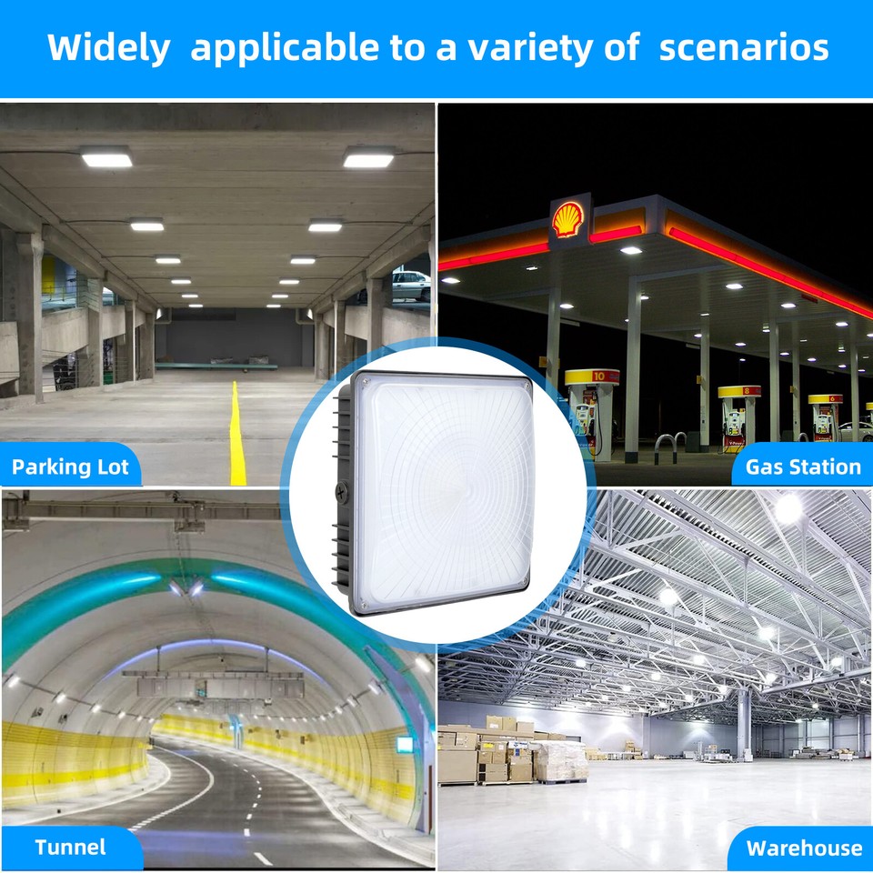 LED Canopy Light Fixture Exterior Parking Lot Garage Wall Pack Lamp ...