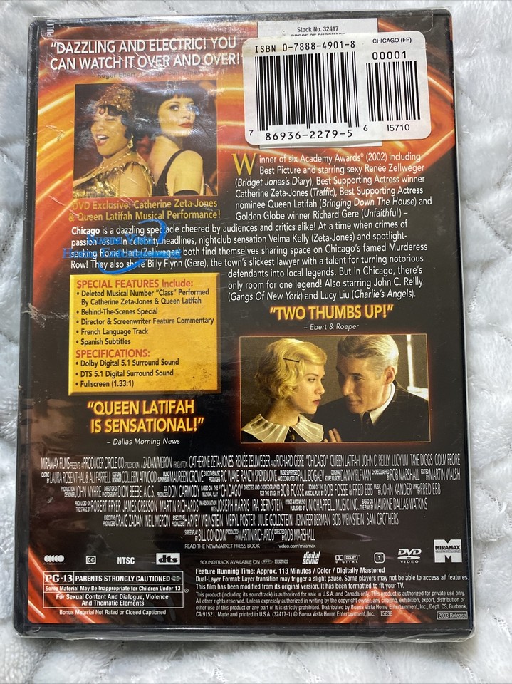 Chicago Movie DVD 2003 Full Screen Edition New Sealed Richard Gere | eBay