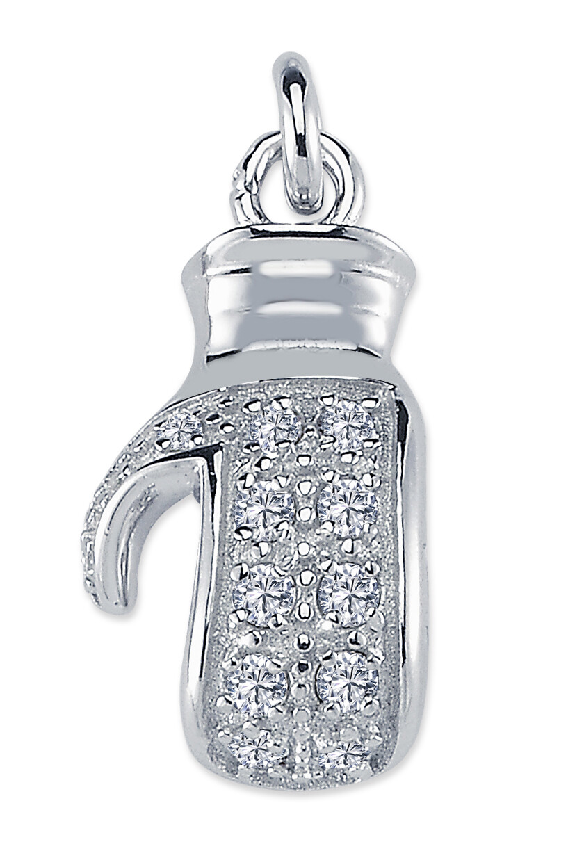 STERLING SILVER BOXING GLOVE CUBIC ZIRCONIA BOXER CHAMP PENDANT ...