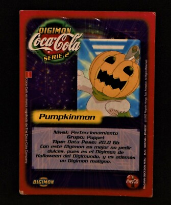 DIGIMON PUMPKINMON Trading Card Game COCA COLA PERU 2001 SERIE 2 Anime ...
