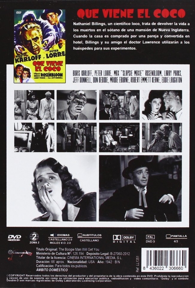 Que Viene el Coco (DVD) 1942 The Boogie Man Will Get You | eBay