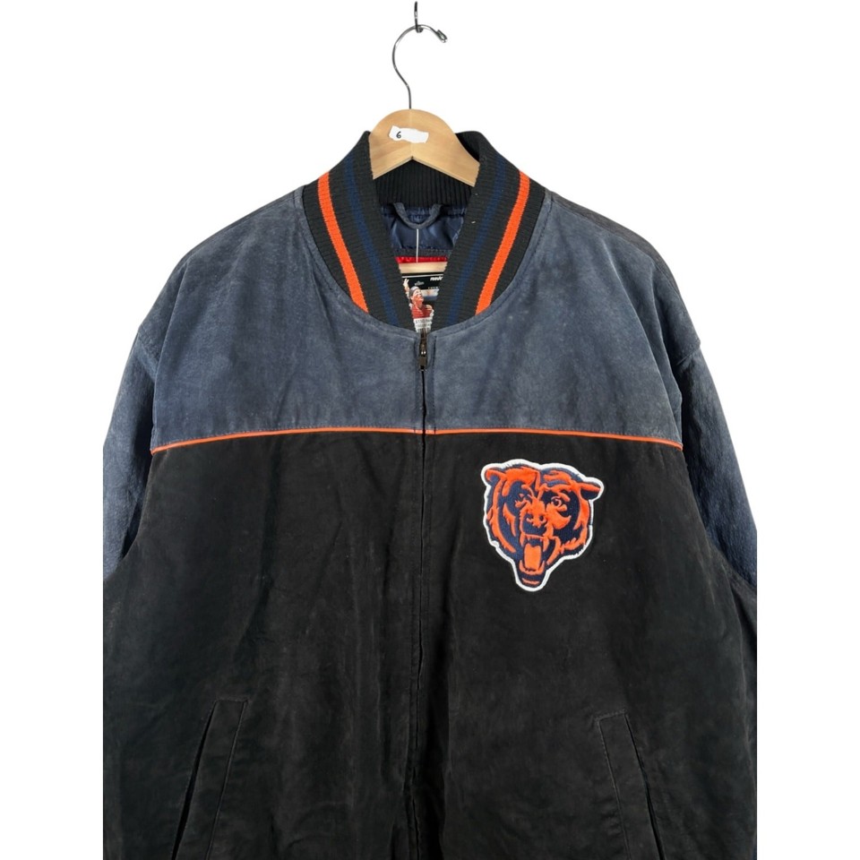 Vintage NFL Chicago Bears Suede Leather Bomber Jacket Black Men's XL | eBay