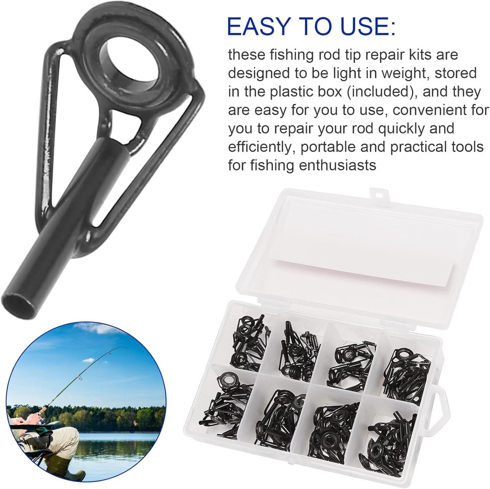 50 Pieces Fishing Rod Tip Repair Kit Tips Replacement 50 Pcs, Black | eBay