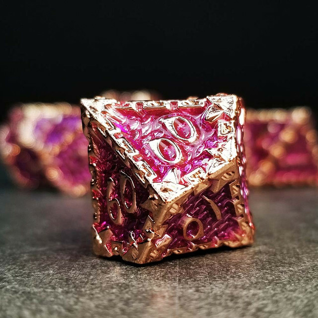 Sage's Dragonstones - Chained Drake Purple Copper Metal Polyhedral Dice ...