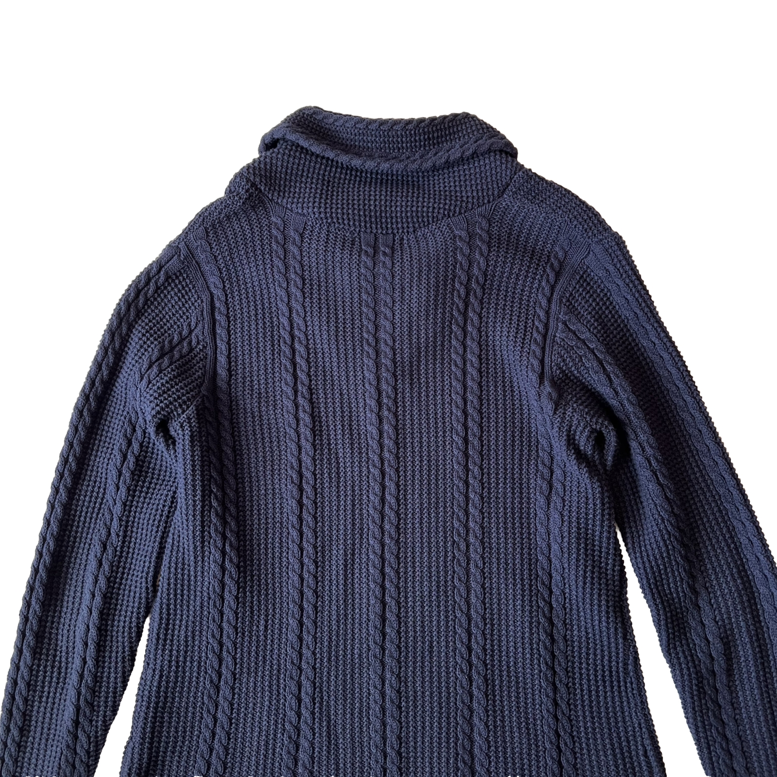 Jeanne Pierre M Womens Shawl Collared Pullover Sweater Navy Blue Cable Knit Boho | eBay