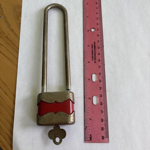 Vintage antique red Yale 6 inch padlock with key | eBay