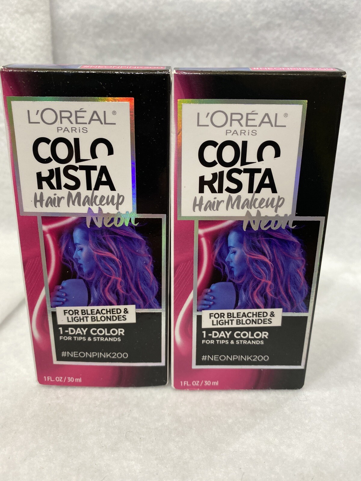 Lot of 2 Loreal Color Rista Hair Makeup- 1 Day Color # 200 Neon Pink | eBay