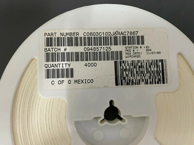 C0603C102J5RAC7867 - KEMET - 4000 pcs - Capacitor CER 1000PF 50V X7R ...