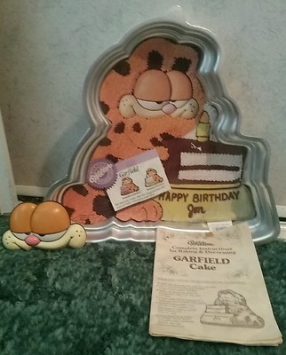 1978 Wilton GARFIELD Orange Cat Cake Pan Mold Face Plate Instruction ...
