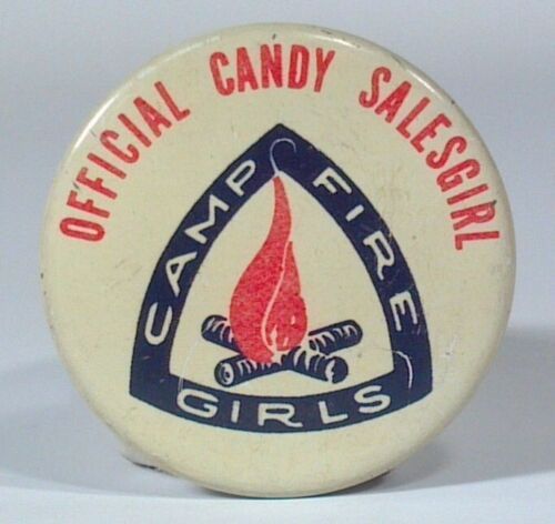 Vintage Campfire Girls Club Official Candy Salesgirl Pin Button 1.75 ...