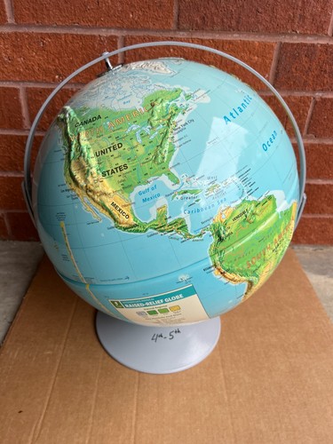 One Herff Jones Nystrom RAISED RELIEF GLOBE 40 Centimeter / 16" Map #37 ...