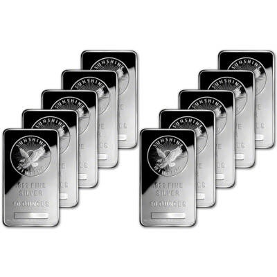 TEN (10) 10 oz. Silver Bars - Sunshine Minting - .999 Fine | eBay