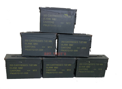 6 Pack Military 30 CAL M19A1 Metal AMMO CAN 7.62mm BOX .30 CALIBER VG ...